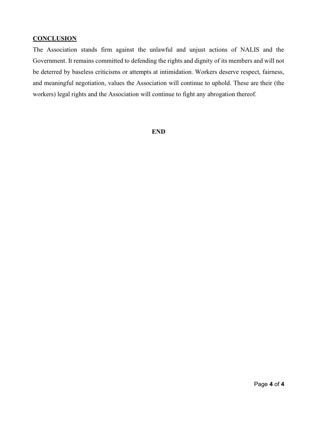 THE UNLAWFUL CONDUCT OF NALIS - Public Services Association