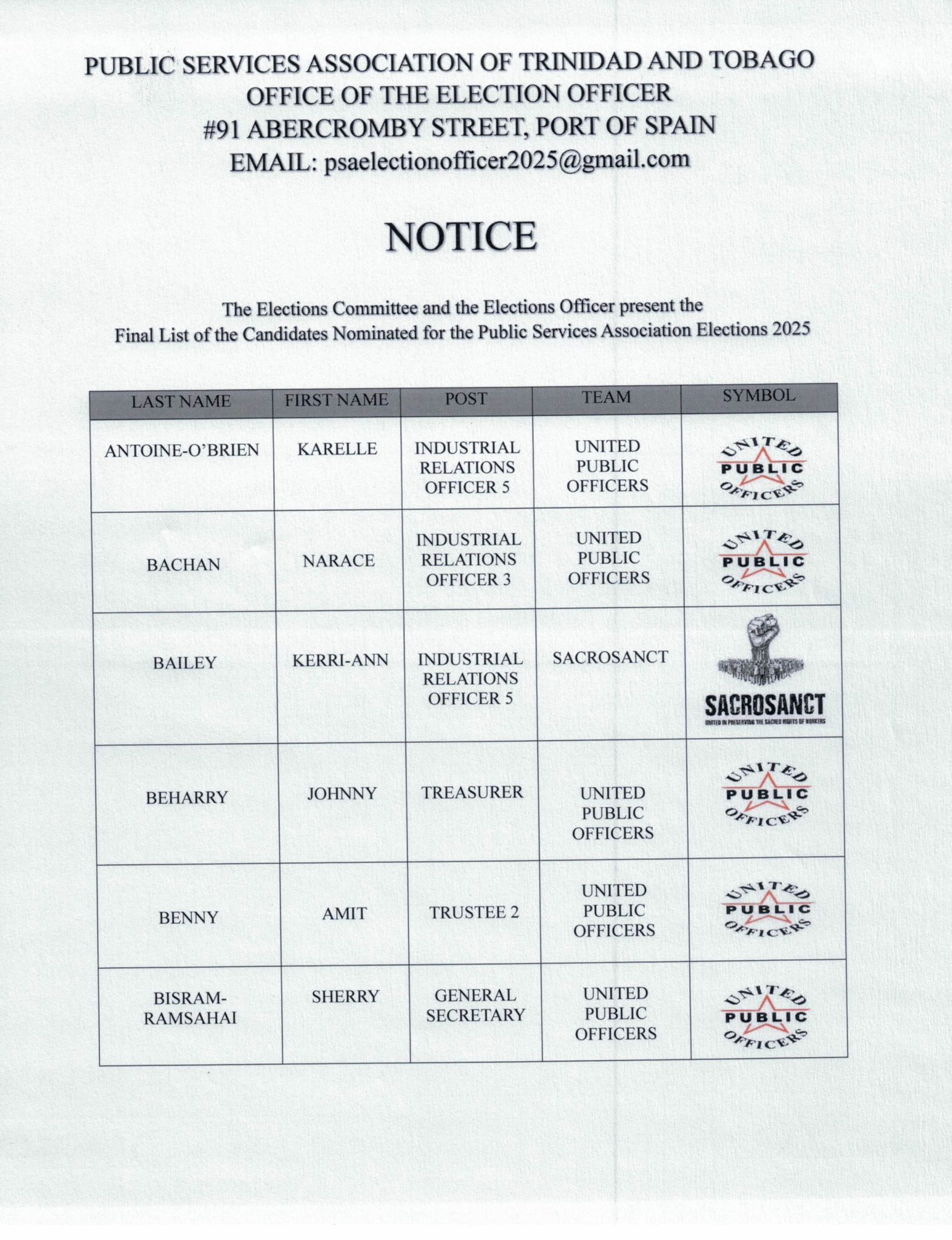 PSA National Election 2025 - Public Services Association