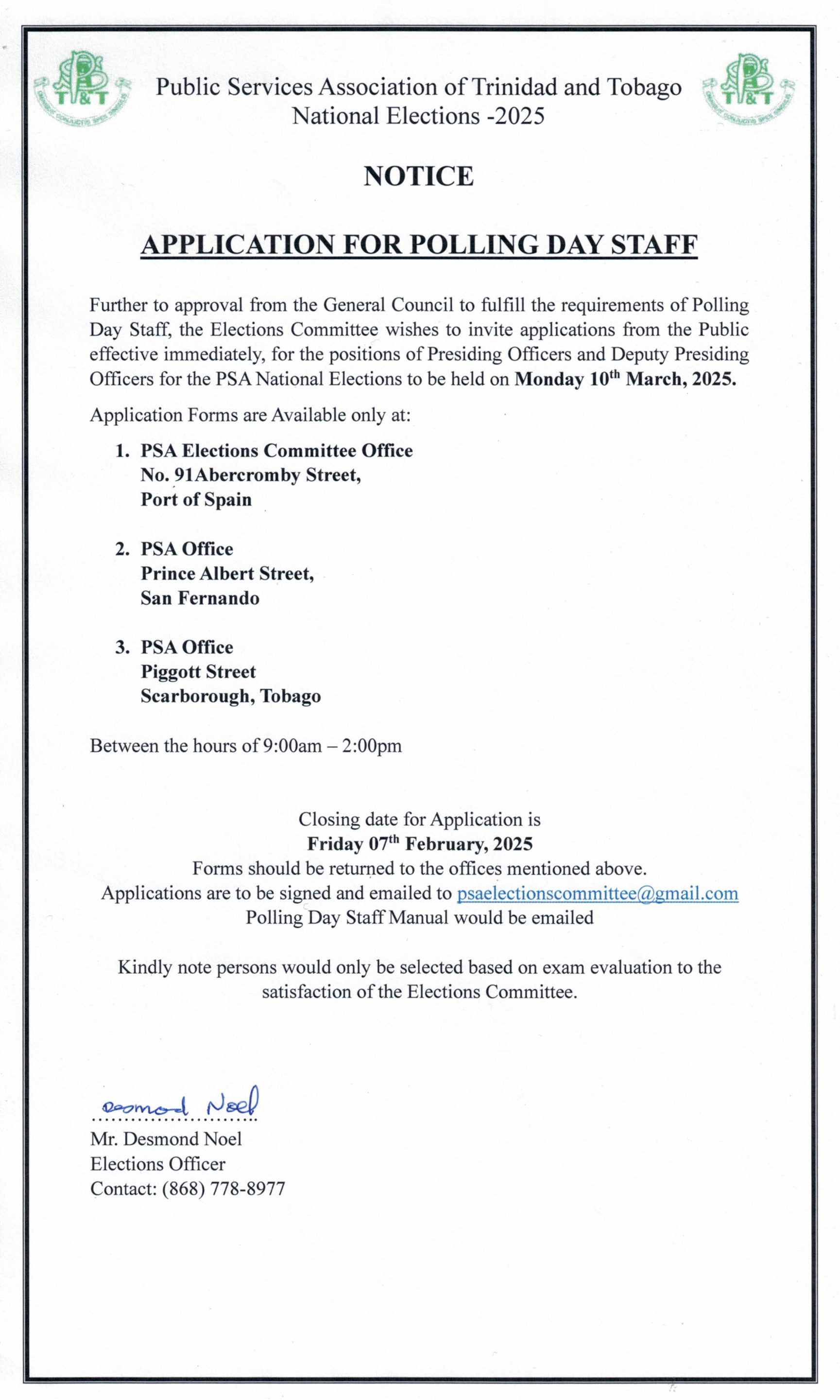 PSA National Election 2025 - Public Services Association